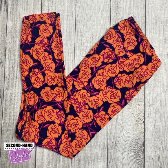 LuLaRoe | Pants & Jumpsuits | Lularoe New Geometric Roses Tc Leggings ...